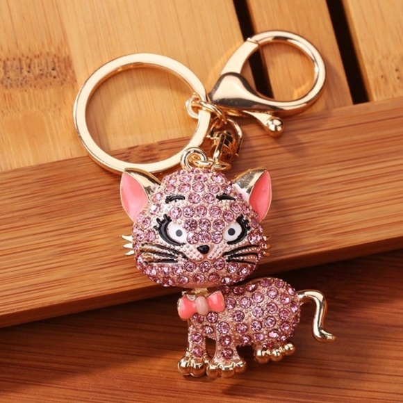 Accessories | Lovely Cat Crystal Rhinestones Keychain | Poshmark
